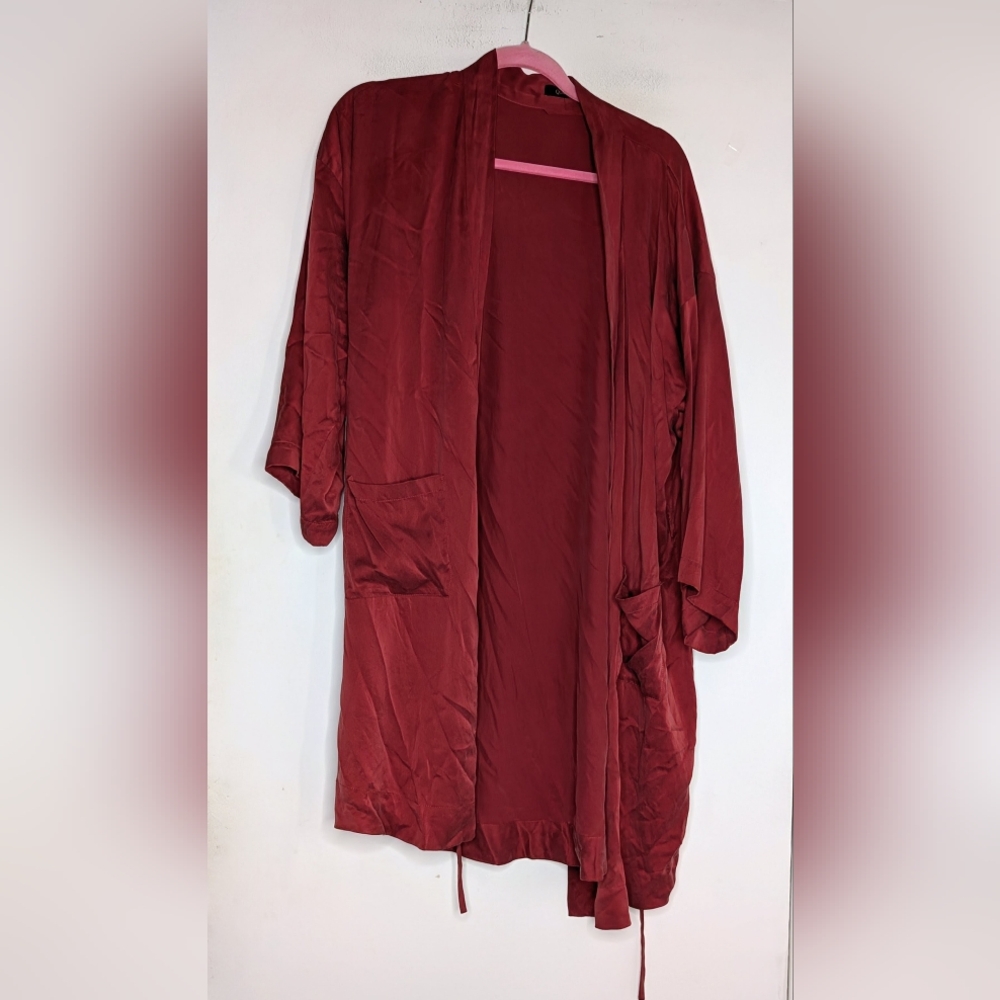 Quince 100% Washable Silk Robe In Crimson - Gem